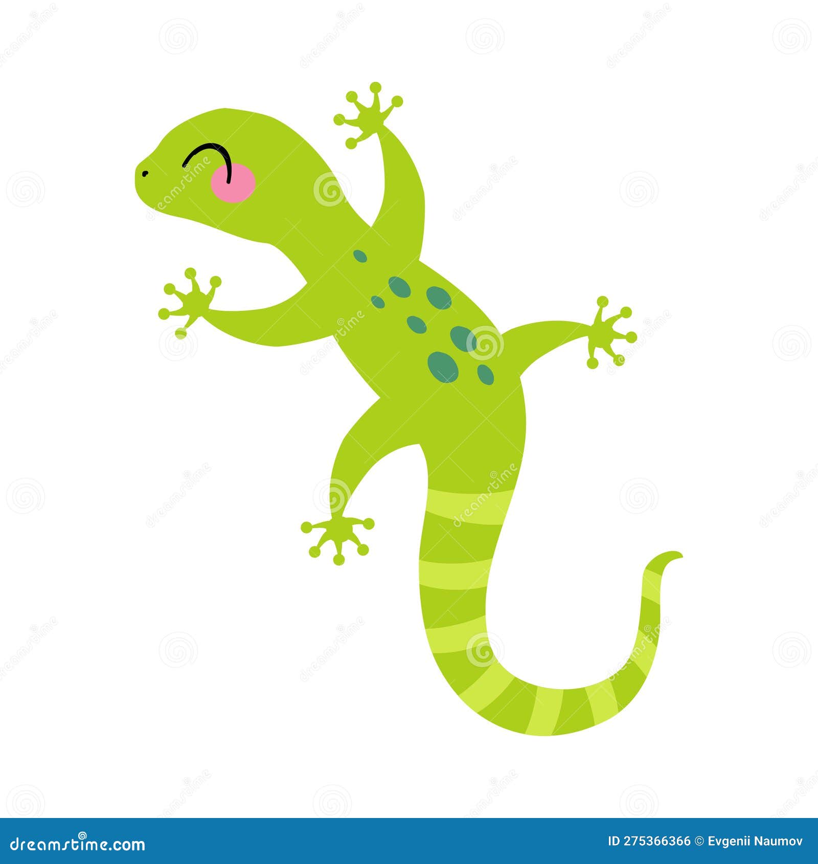 Happy Green Lizard with Tail and Paws Crawling Vector Illustration ...