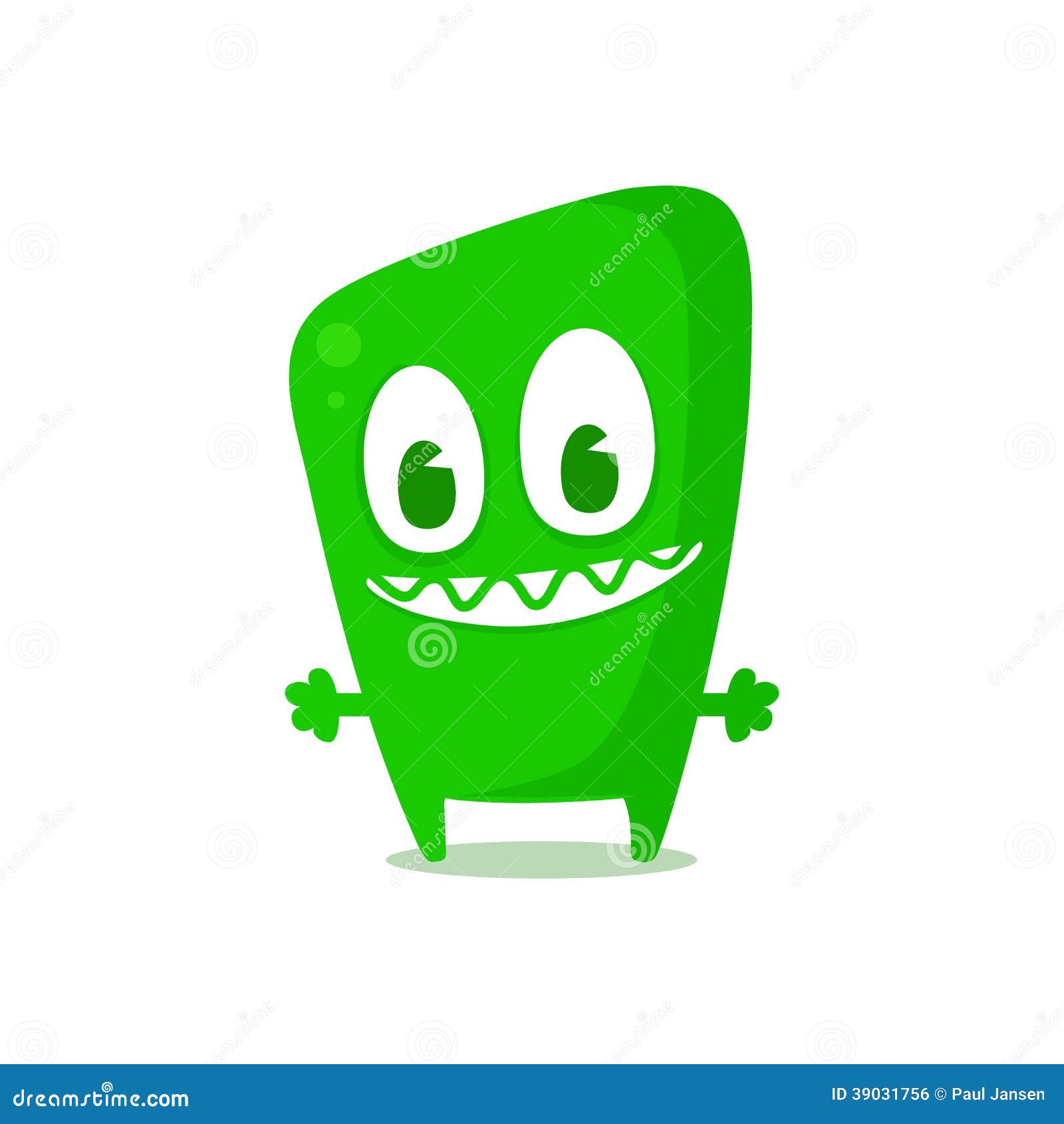Happy green monster stock vector. Illustration of character - 39031756