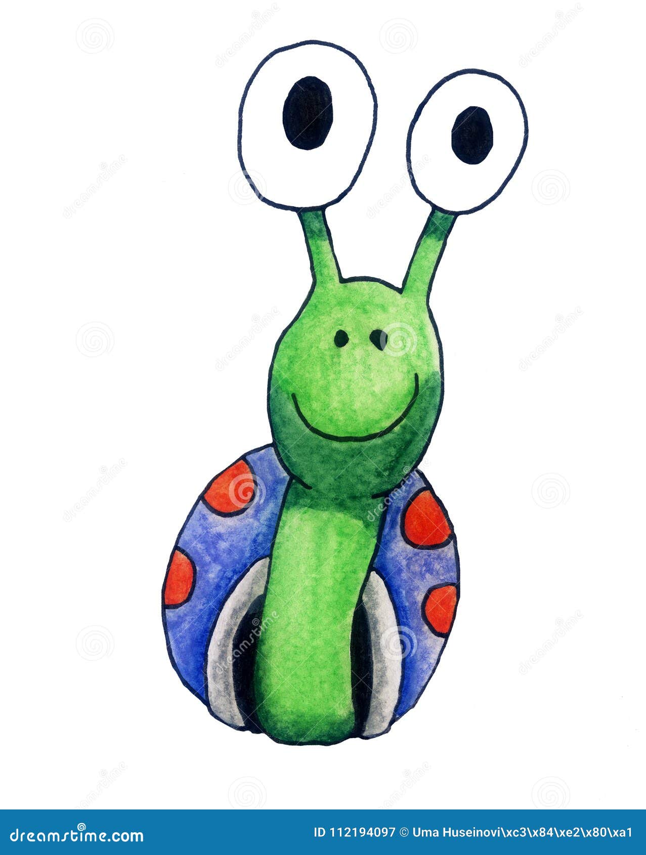 Really Happy Green Slug stock illustration. Illustration of draw ...