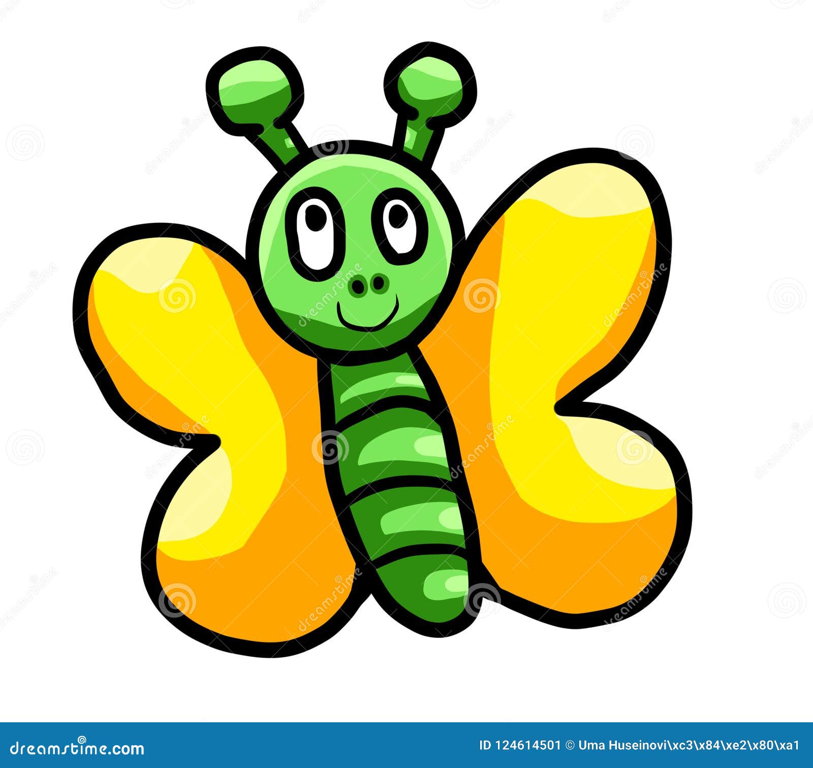 Happy Green and Yellow Butterfly Stock Illustration - Illustration of ...