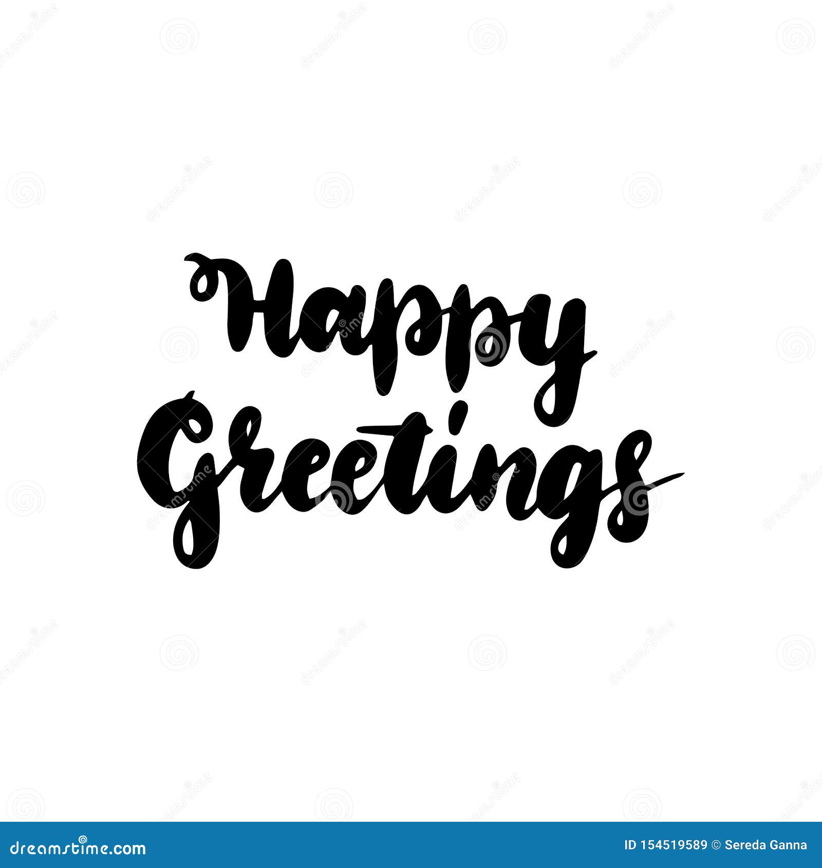 Happy Greetings Handwritten Lettering Stock Vector - Illustration of ...