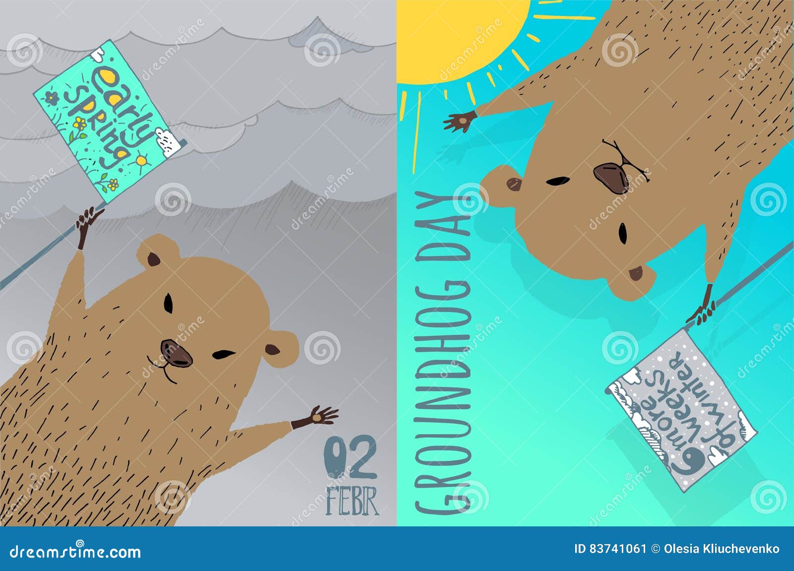 Happy Groundhog Day Card Design. Stock Vector - Illustration of holiday ...