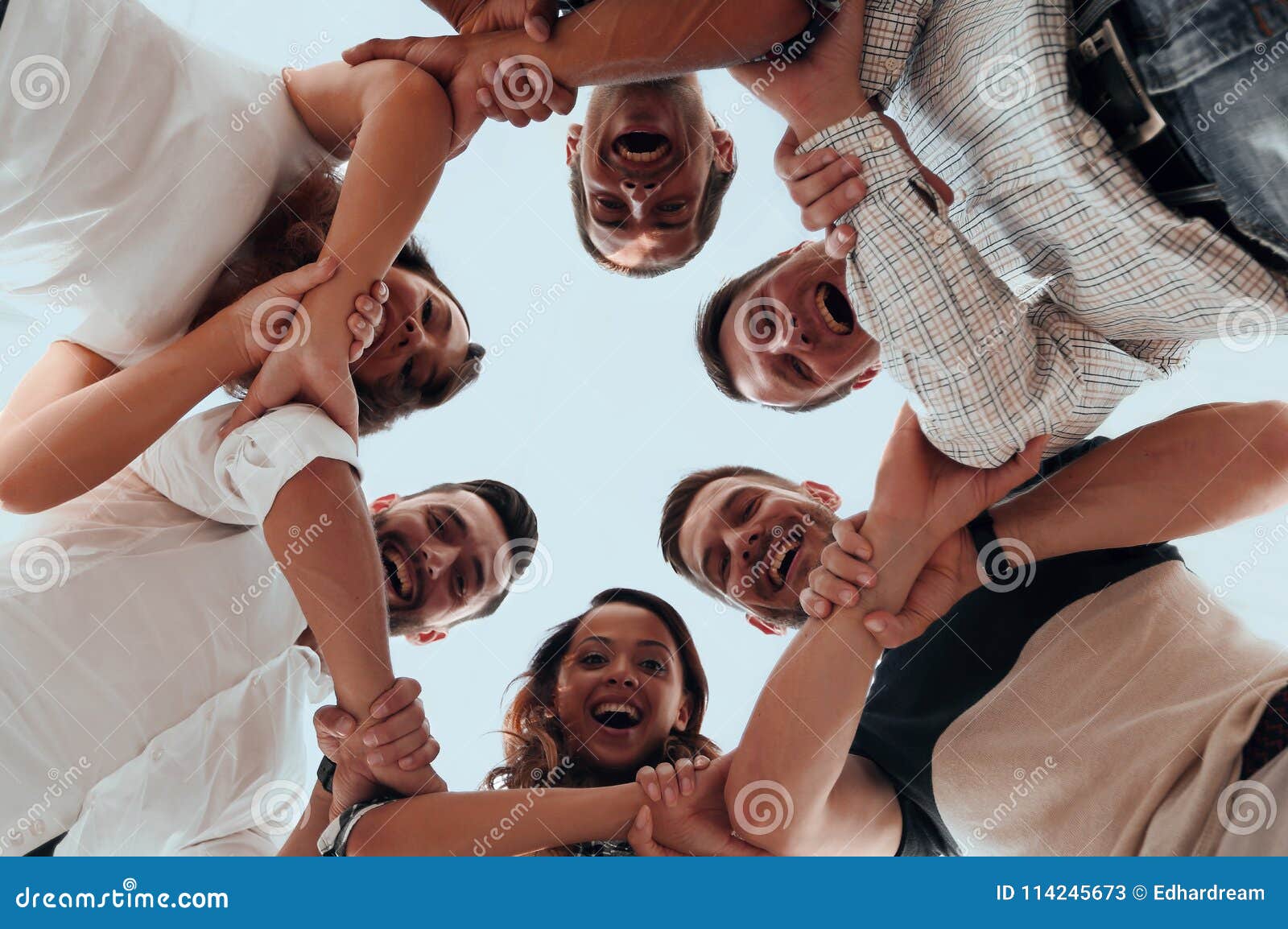 Happy Group of Businesspeople Stacking Their Hands in Cooperatio Stock ...