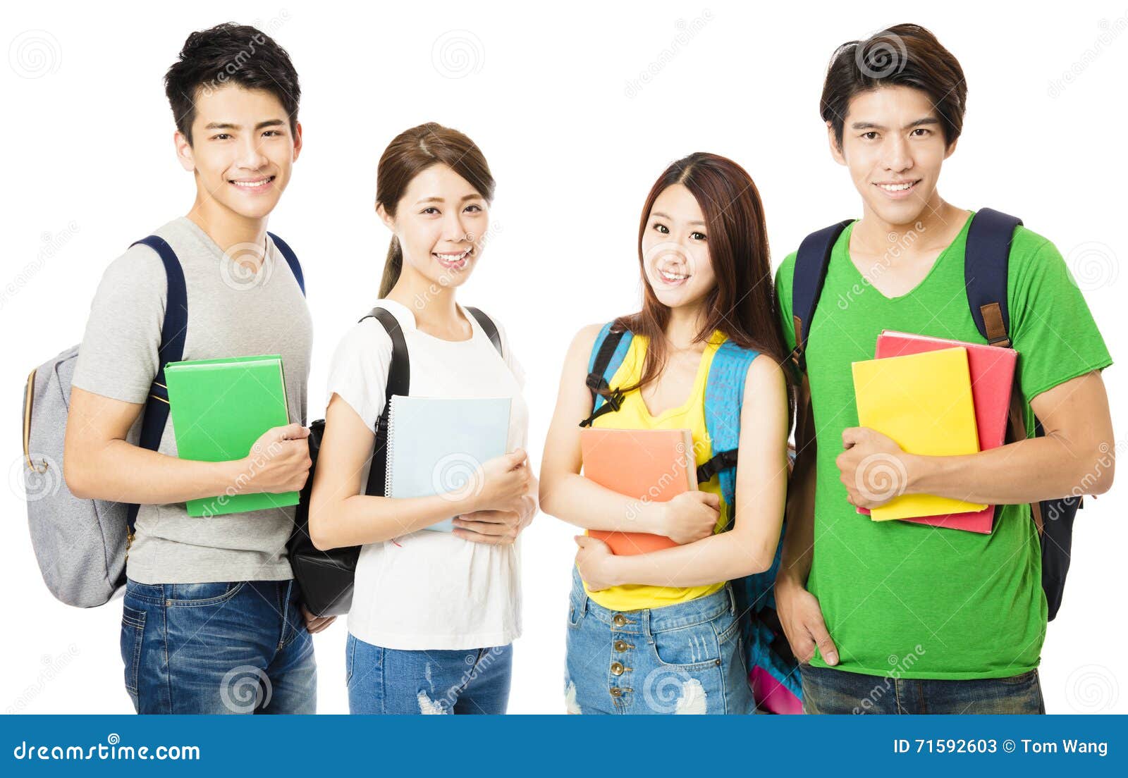 Happy Group of the College Students on White Stock Image - Image of ...