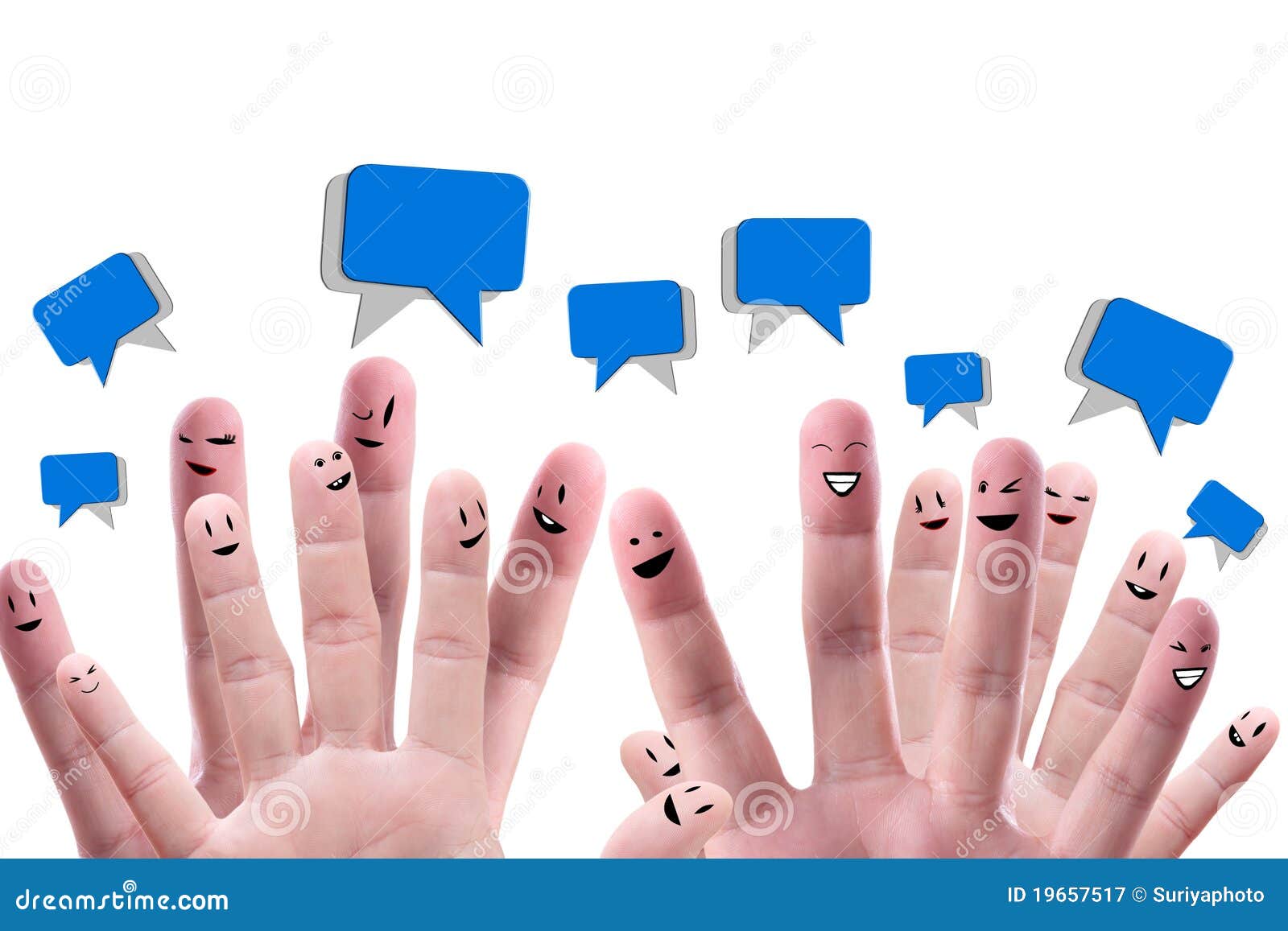 Happy Group of Finger Faces Stock Image - Image of contact, smile: 19657517