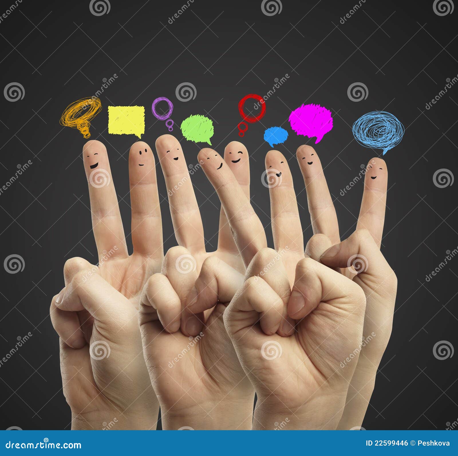 Happy Group of Finger Smileys Stock Photo - Image of emotion, idea ...