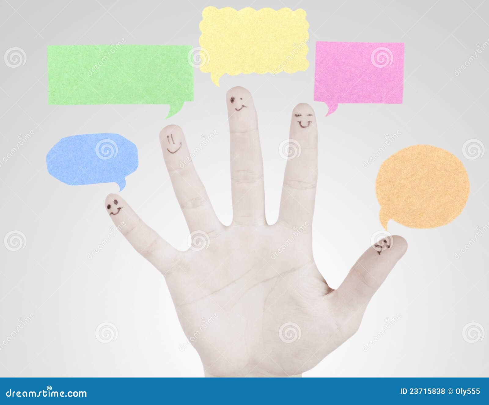 Happy Group of Finger Smileys on Male Hand Stock Photo - Image of ...