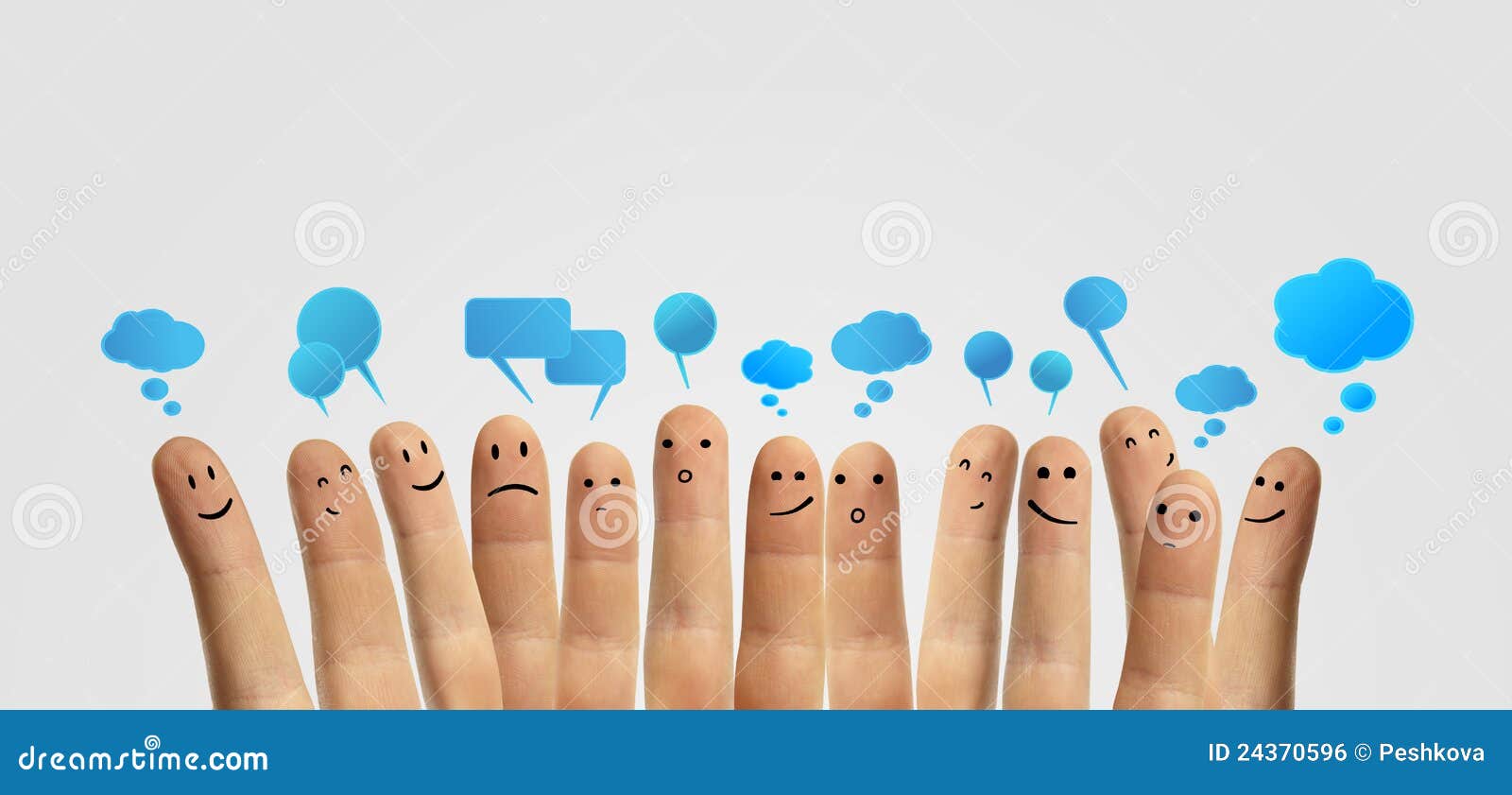 Happy Group of Finger with Social Chat Sign Stock Photo - Image of ...