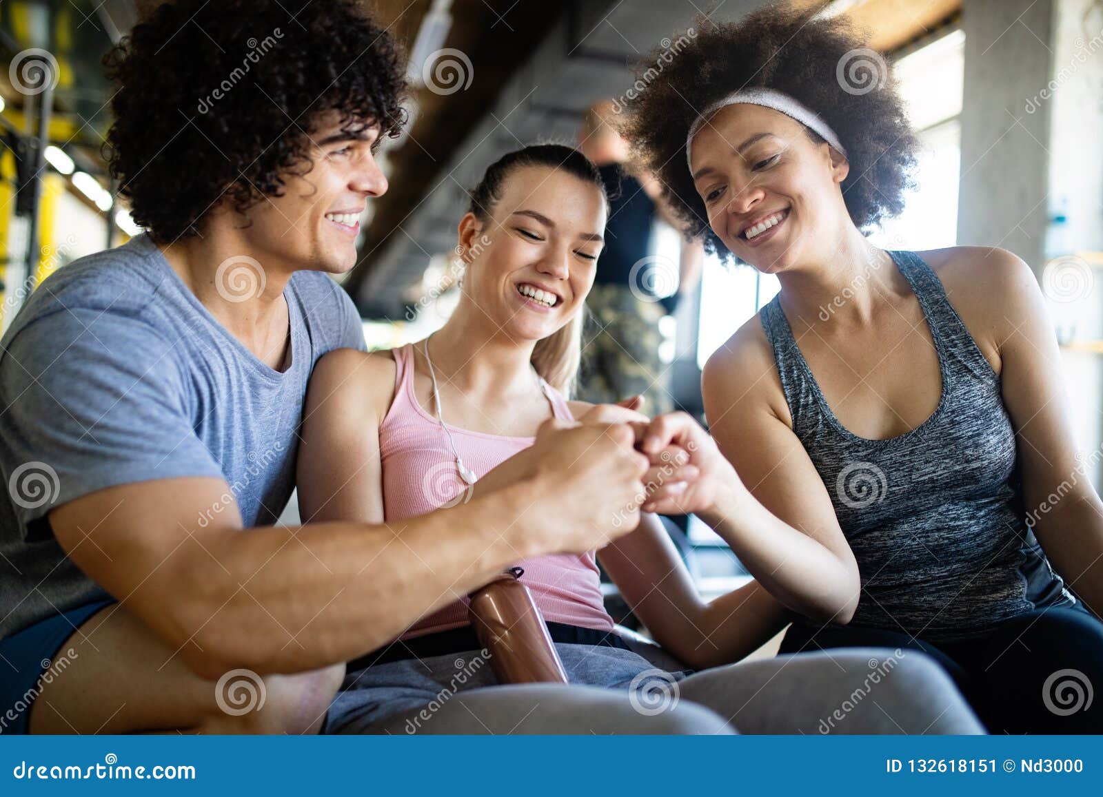 Happy Gorup of Healthy People Training in Gym Stock Image - Image of ...