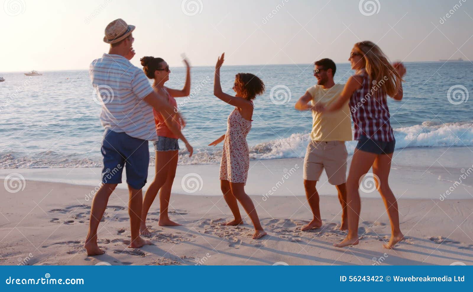 Happy Group of Friend Cheering on the Beach Stock Footage - Video of ...