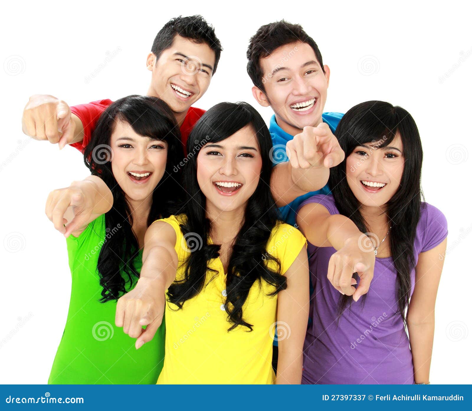 Happy group of friends stock image. Image of pointing - 27397337