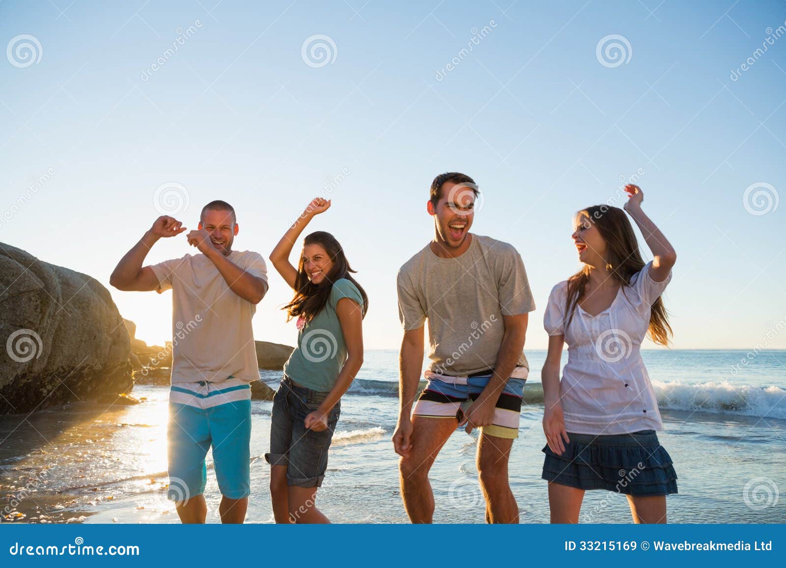 Happy Group of Friends Dancing Together Stock Image - Image of silly ...