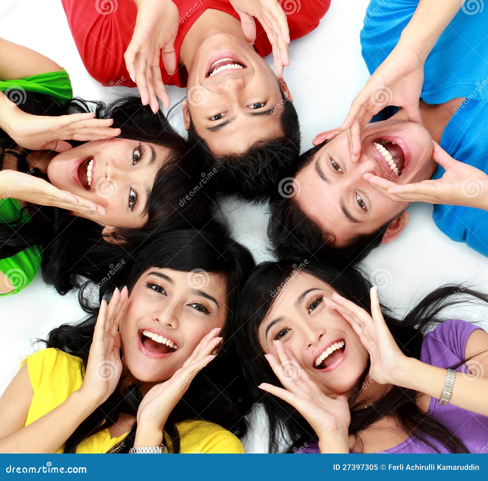 Happy Group of Friends Smiling Stock Image - Image of person, shouting ...