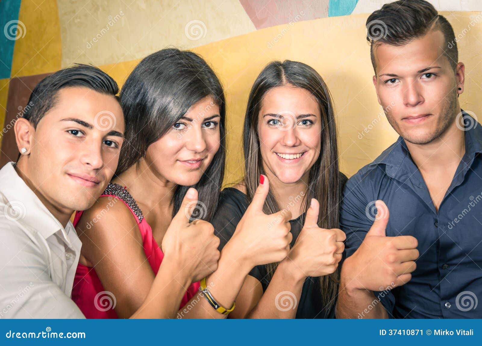 Happy Group of Friends with Thumbs Up Stock Image - Image of team, like ...
