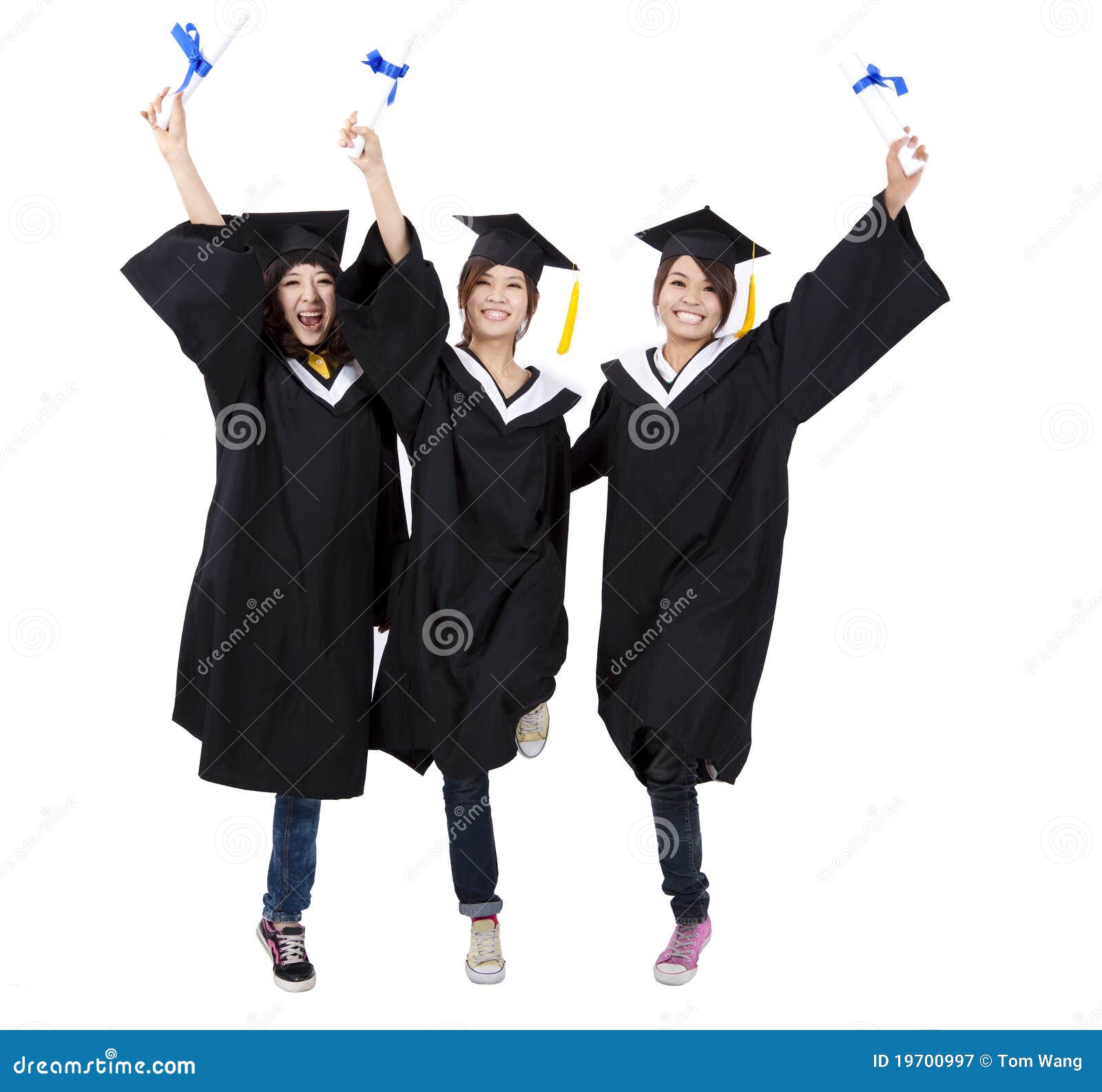 Happy Group of Graduation Girls Stock Image - Image of education, asian ...