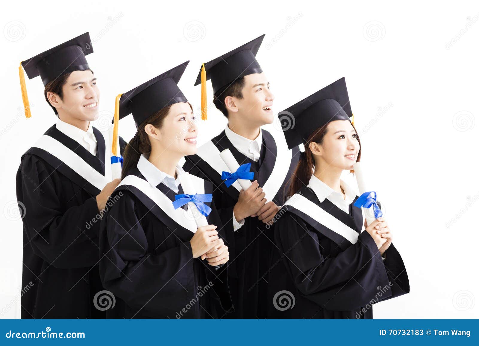 Happy Group of Graduation Looking To the Future Stock Image - Image of ...