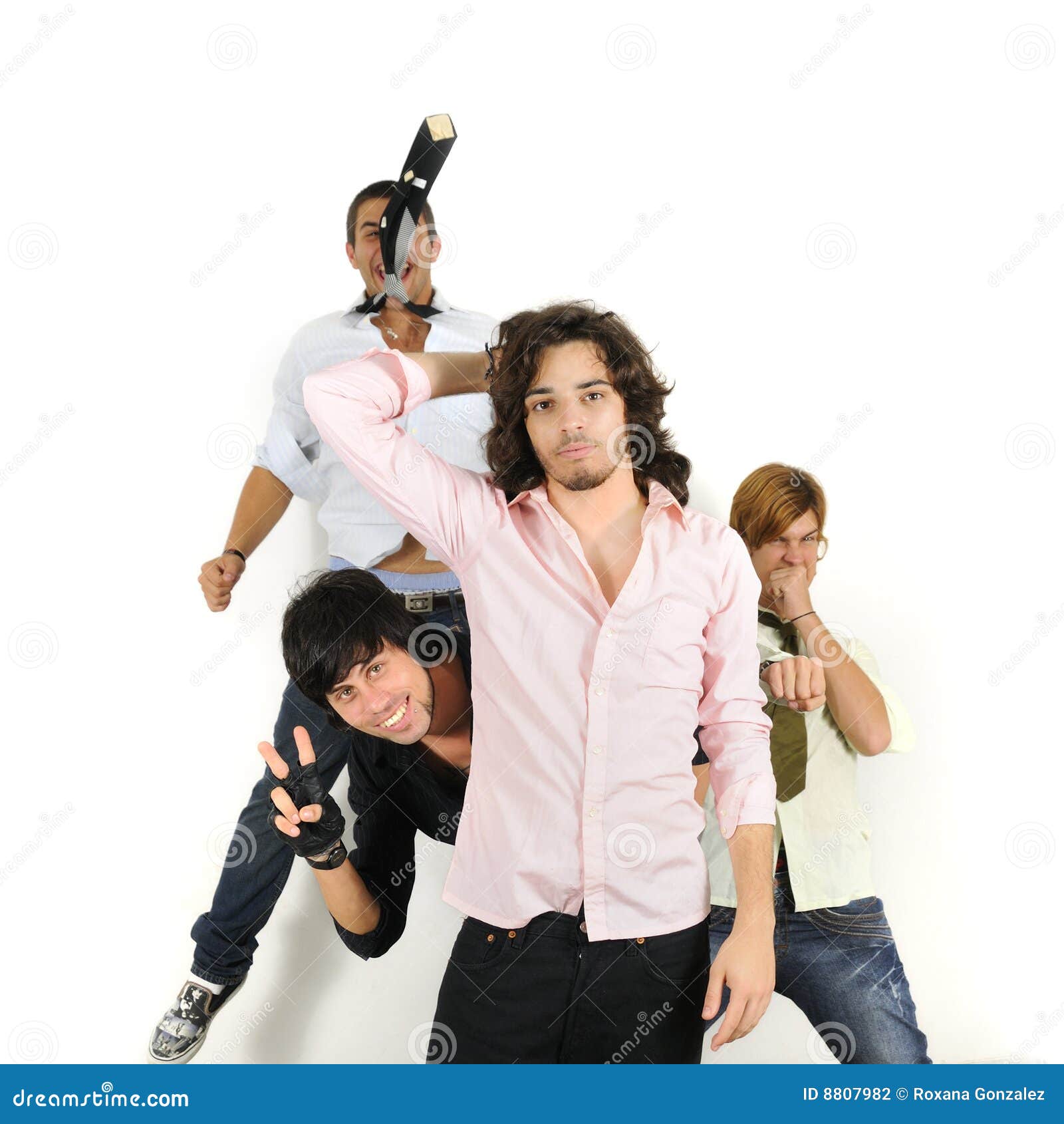 Happy group isolated stock photo. Image of model, male - 8807982