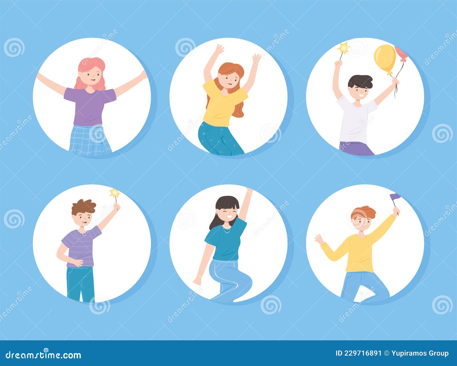 Happy group people stock vector. Illustration of party - 229716891