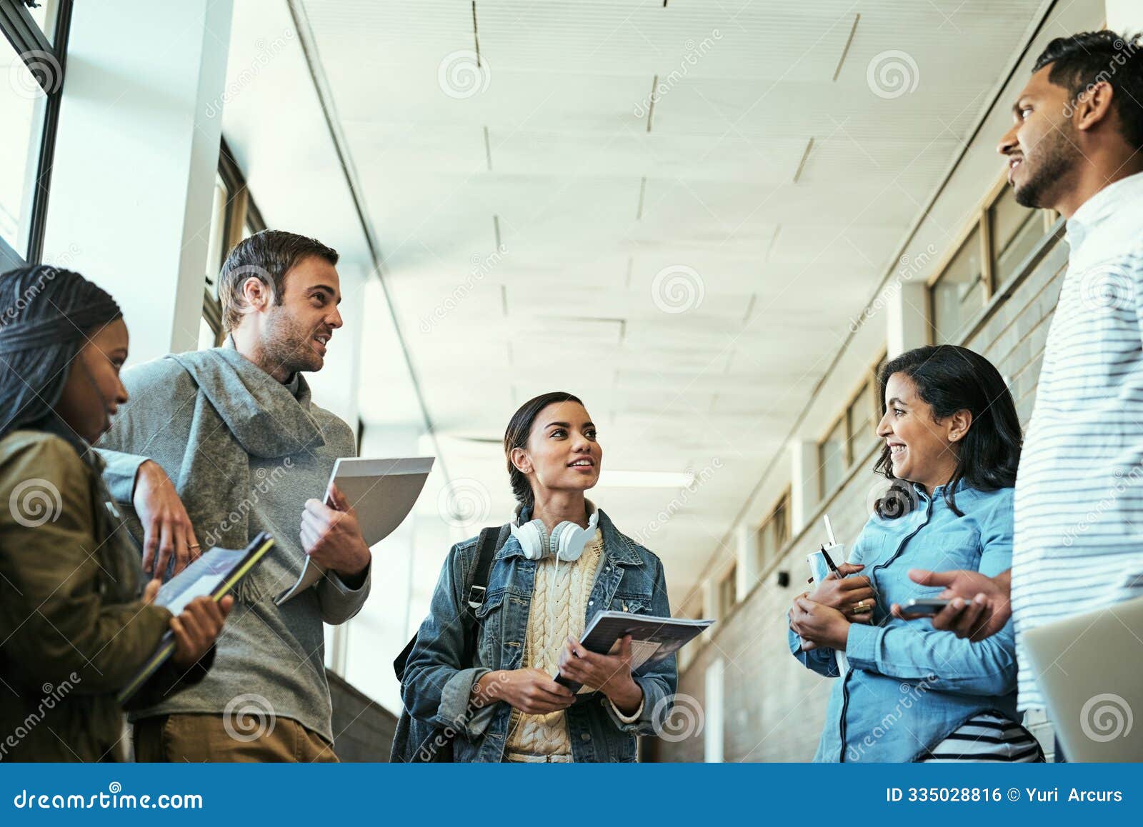 Happy, Group and Students with Education, Discussion and Diversity in ...