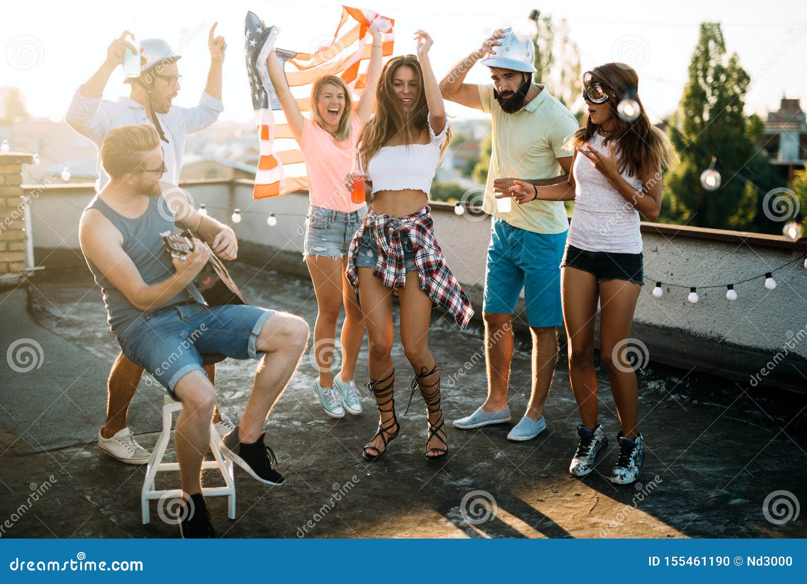 Happy Group of Young Friends Having Fun in Summer Stock Photo - Image ...