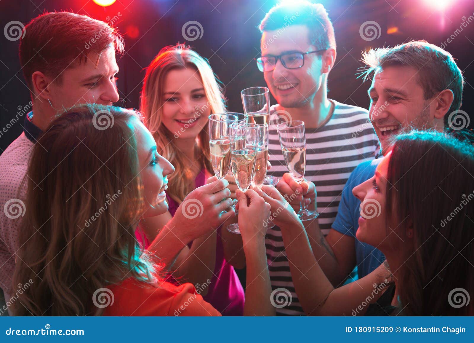 Happy Group of Young Friends Stock Image - Image of female, event ...