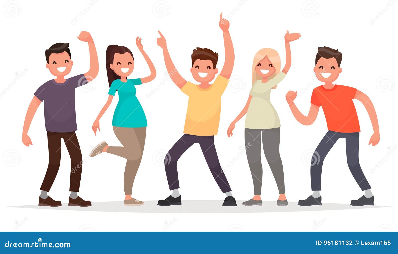 Happy Group of Young People. Vector Illustration Stock Illustration ...