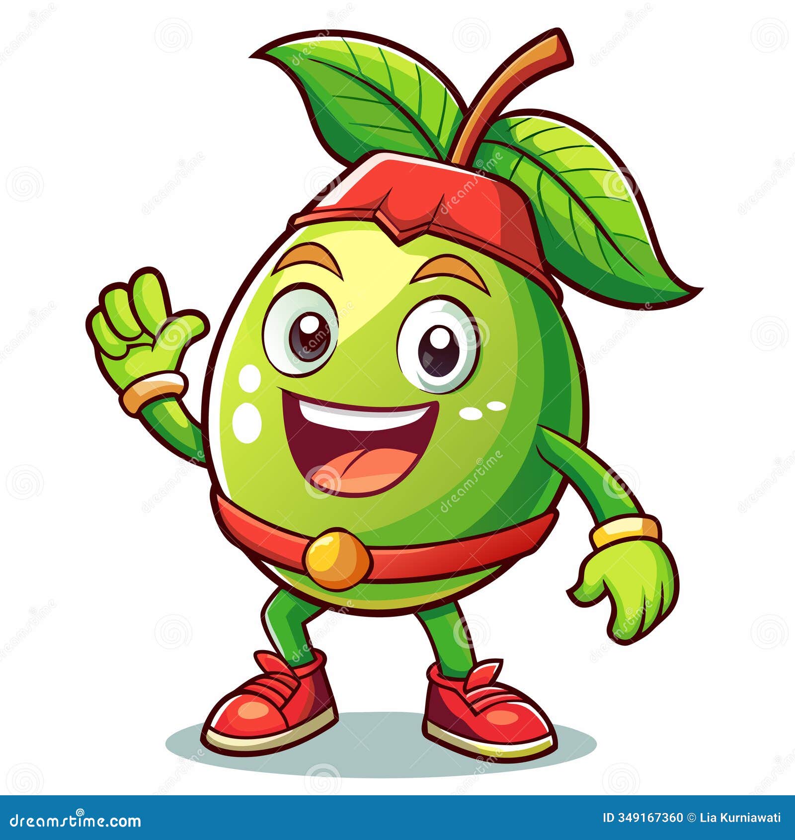 Happy Guava Cartoon Character Waving Stock Vector - Illustration of ...