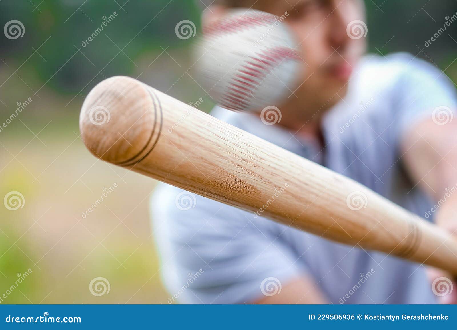 A Happy Guy with Baseball Bat on Nature Concept in Park Stock Photo ...