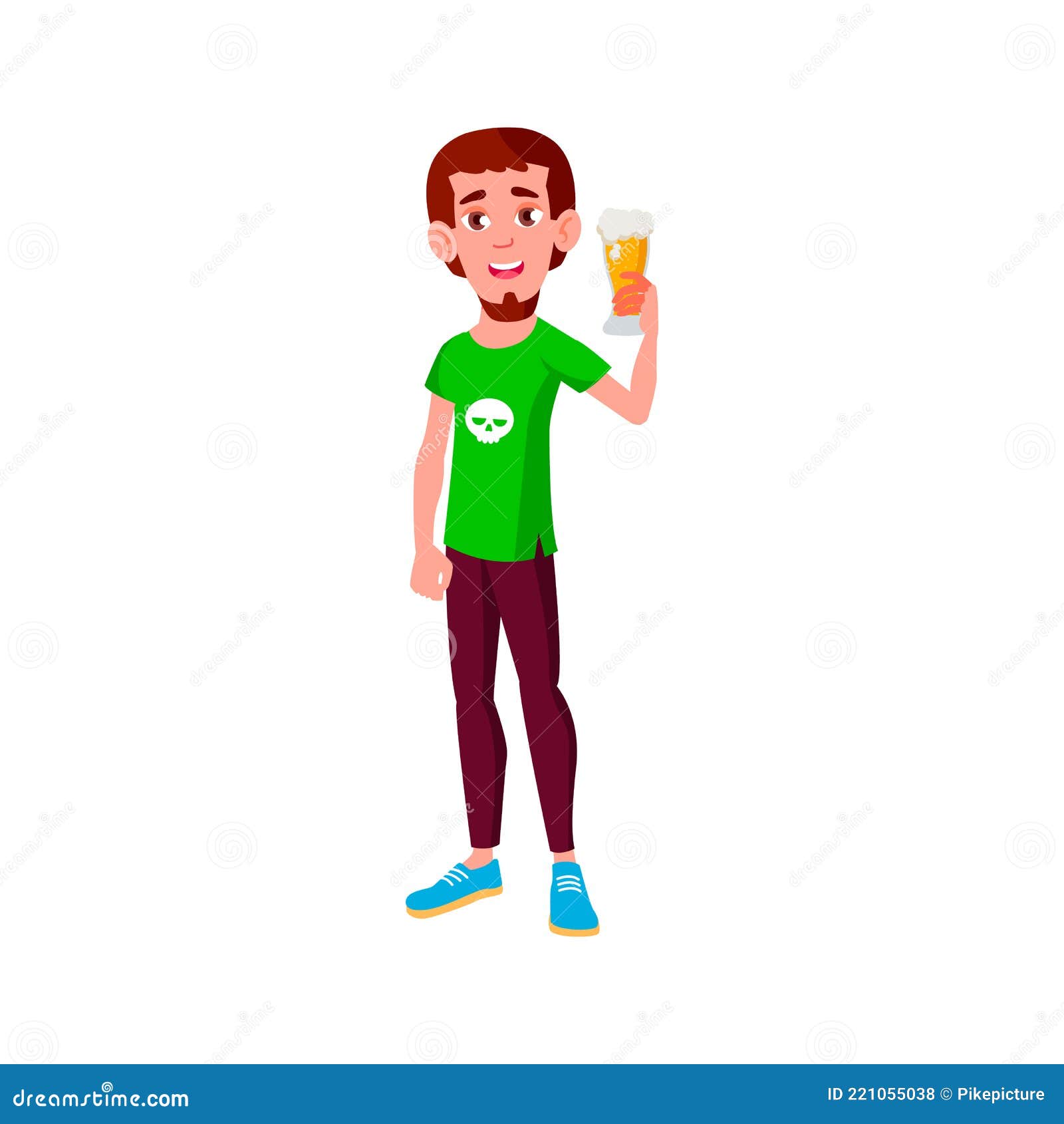 Happy Guy Drinking Beer in Pub Cartoon Vector Stock Illustration ...