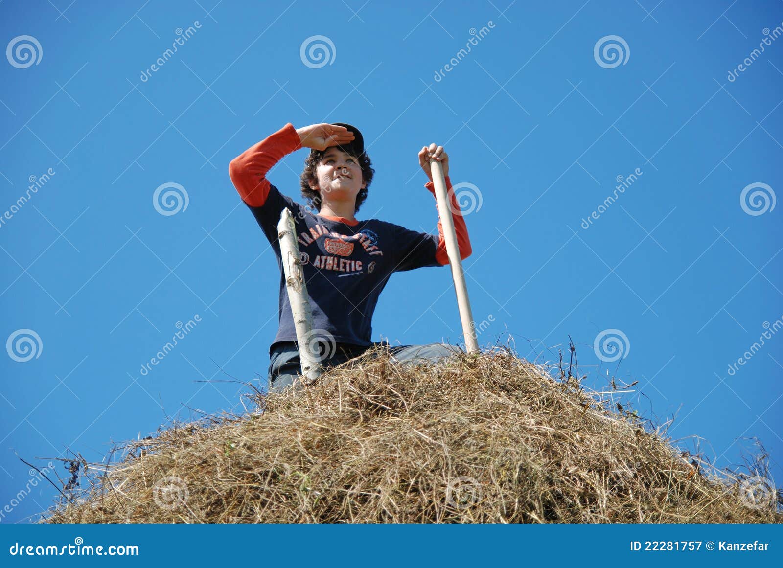 The Happy Guy on a Haystack Stock Image - Image of cheerful, throw ...