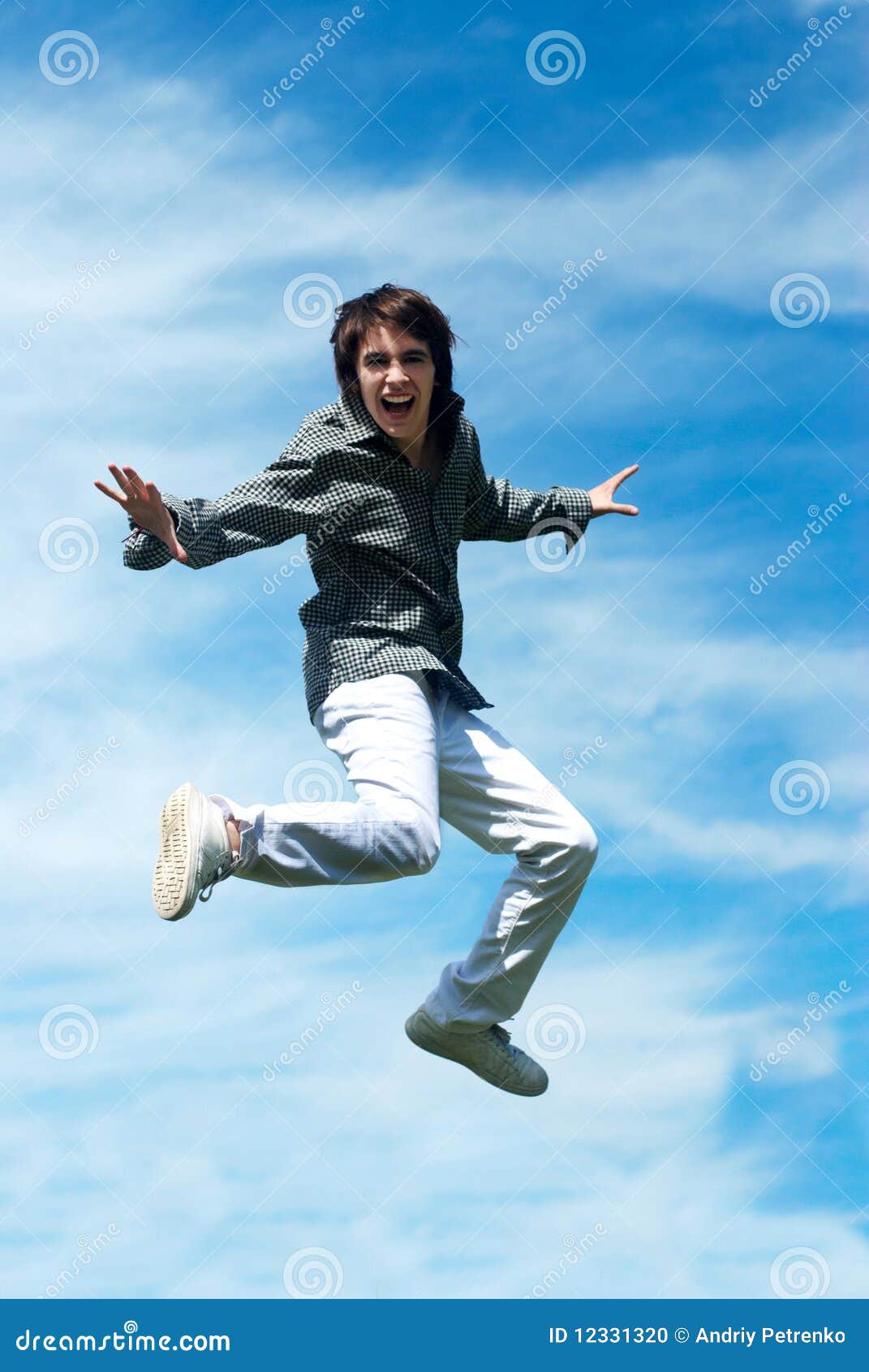 Happy guy jumping stock photo. Image of space, gymnastics - 12331320