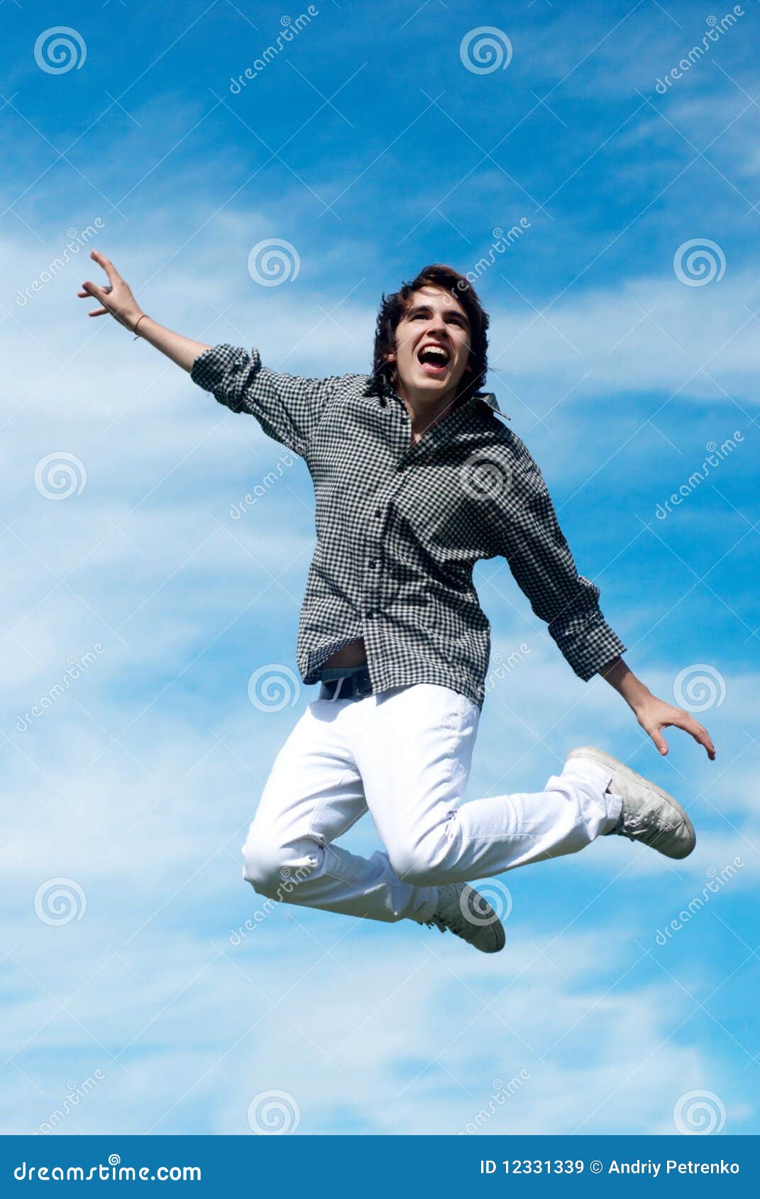 Happy guy jumping stock image. Image of lucky, bounce - 12331339