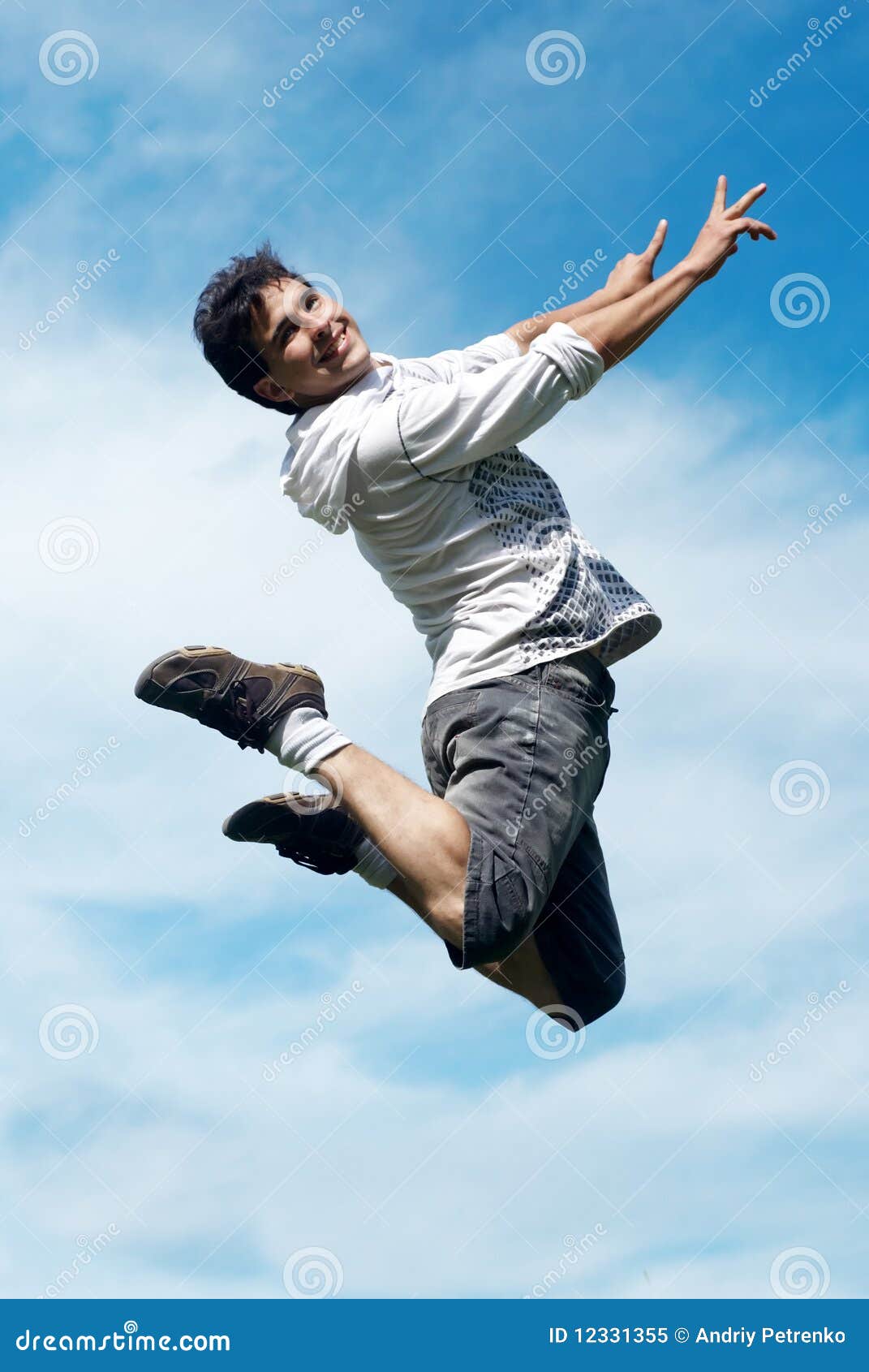 Happy guy jumping stock image. Image of gymnastics, funny - 12331355
