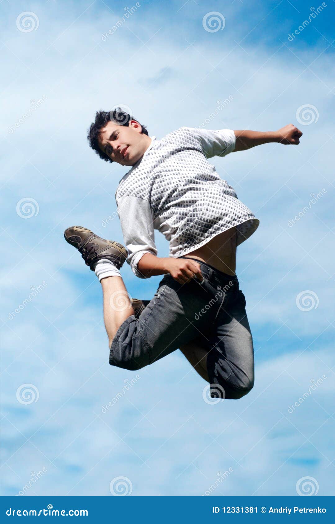 Happy guy jumping stock image. Image of copy, elegant - 12331381