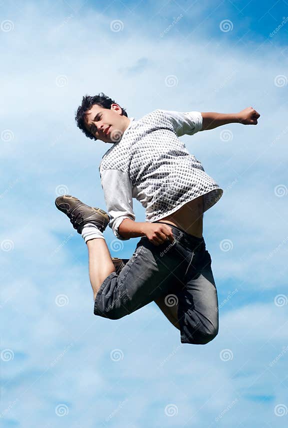 Happy guy jumping stock image. Image of copy, elegant - 12331381