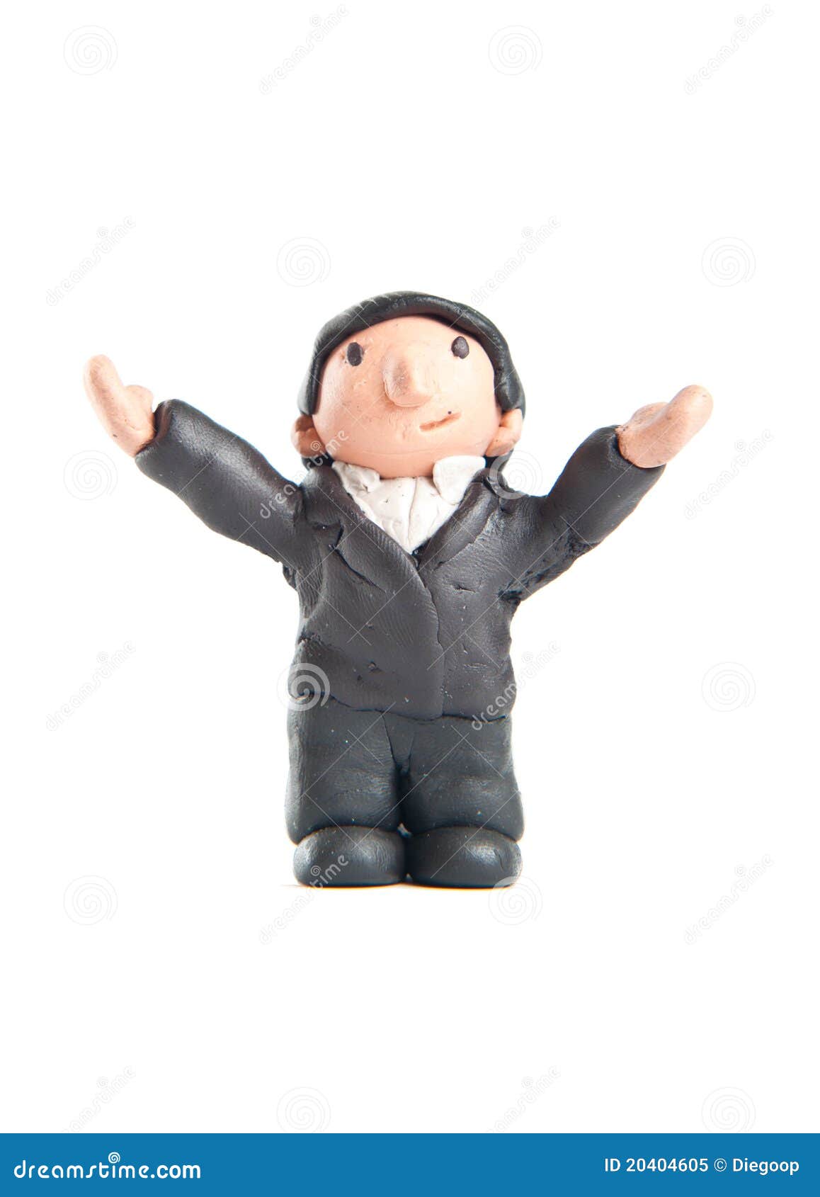 Happy Guy Made Of Clay Raising His Arms Royalty-Free Stock Photo ...