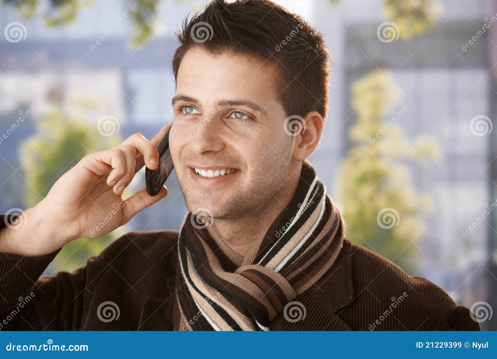Happy guy on mobile call stock image. Image of cellphone - 21229399