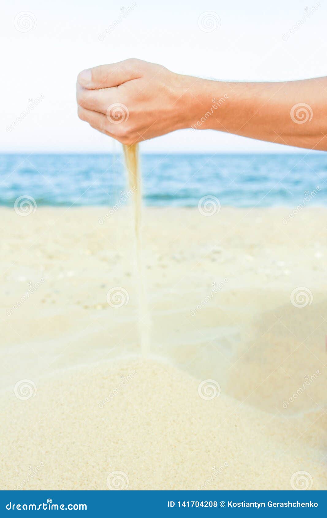 Happy Guy Pours Sand from the Sea of Hands Stock Photo - Image of ...