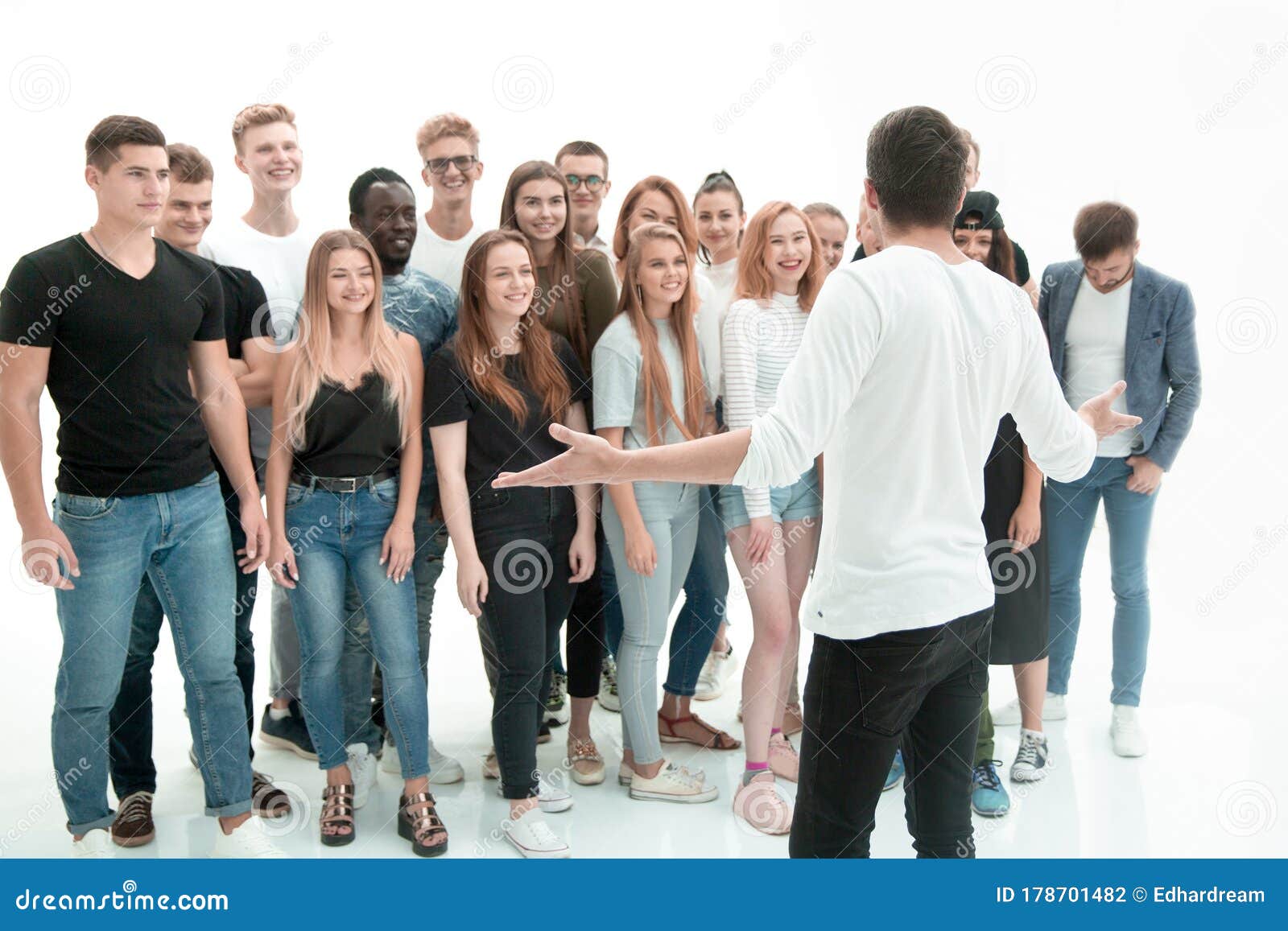 Happy Guy Telling His Friends about Something Stock Photo - Image of ...