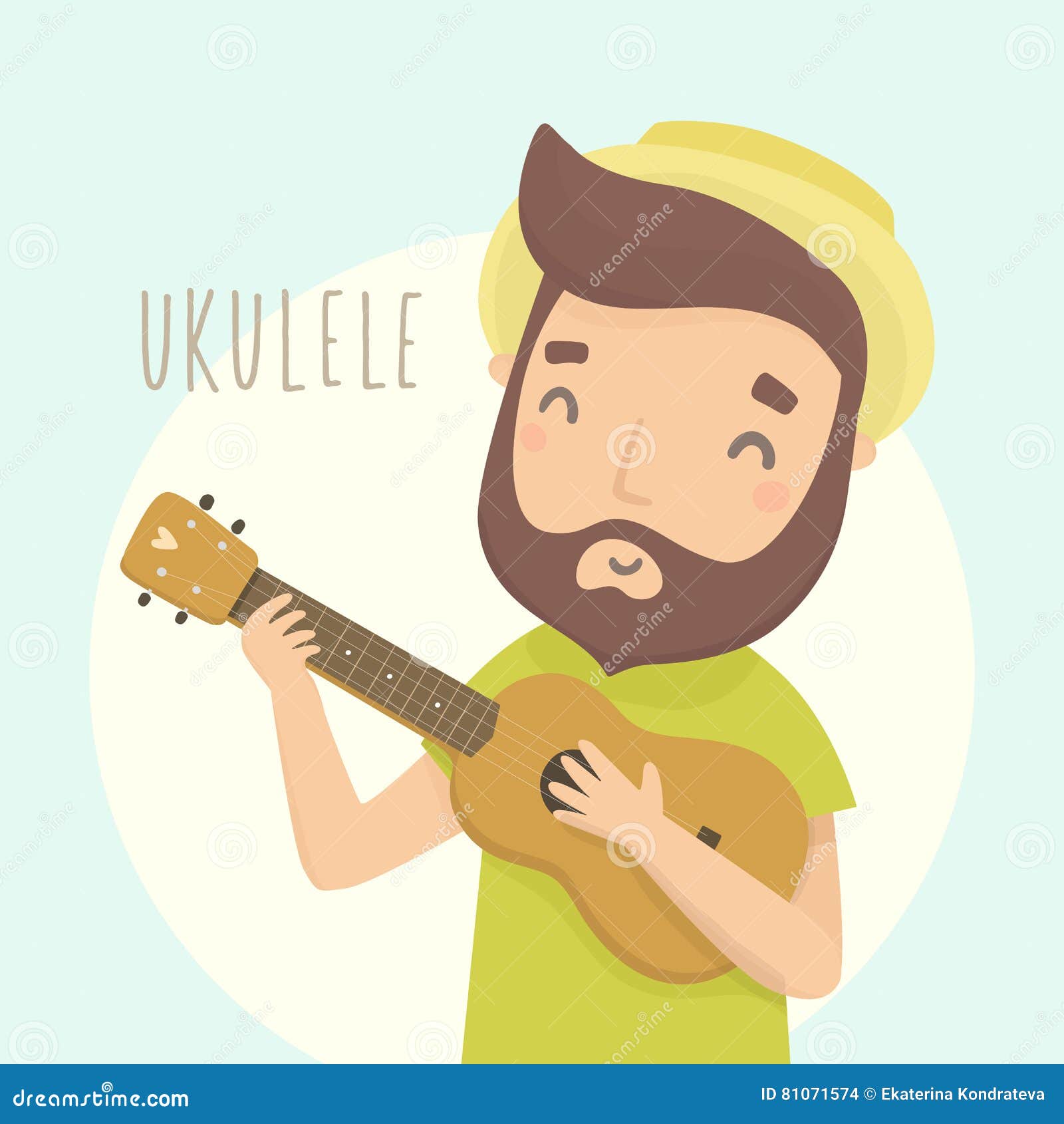 Happy Guy with Ukulele. Cartoon Character Stock Vector - Illustration ...