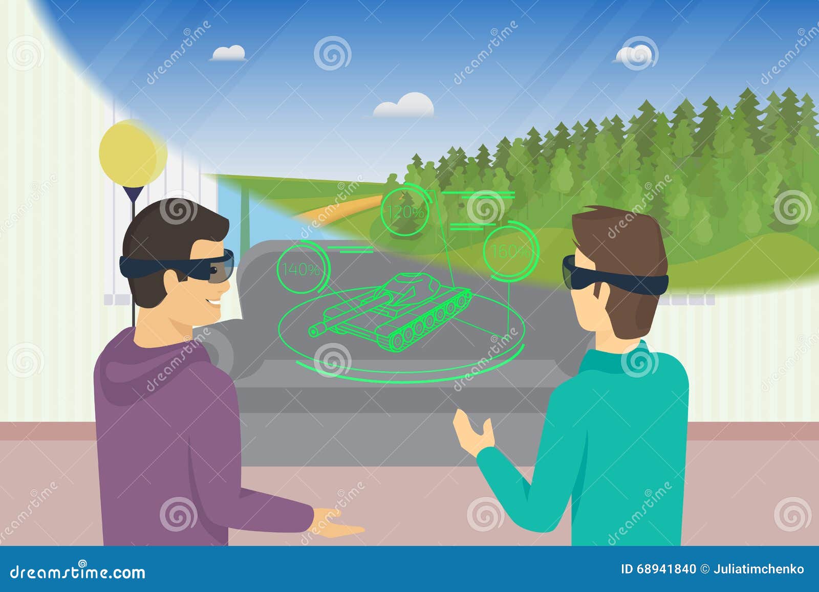 Happy Guys is Playing Video Game Using Head-mounted Device for ...