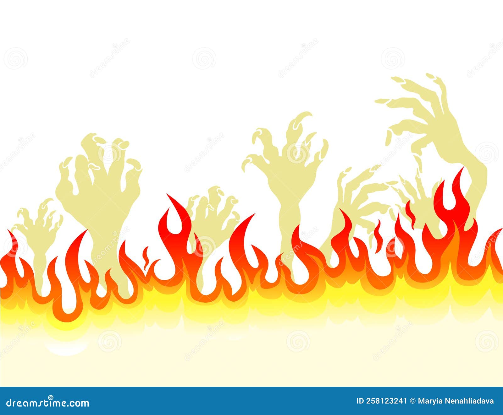Happy Halloween. Burning Flames and Monster Hands. Vector Illustration ...