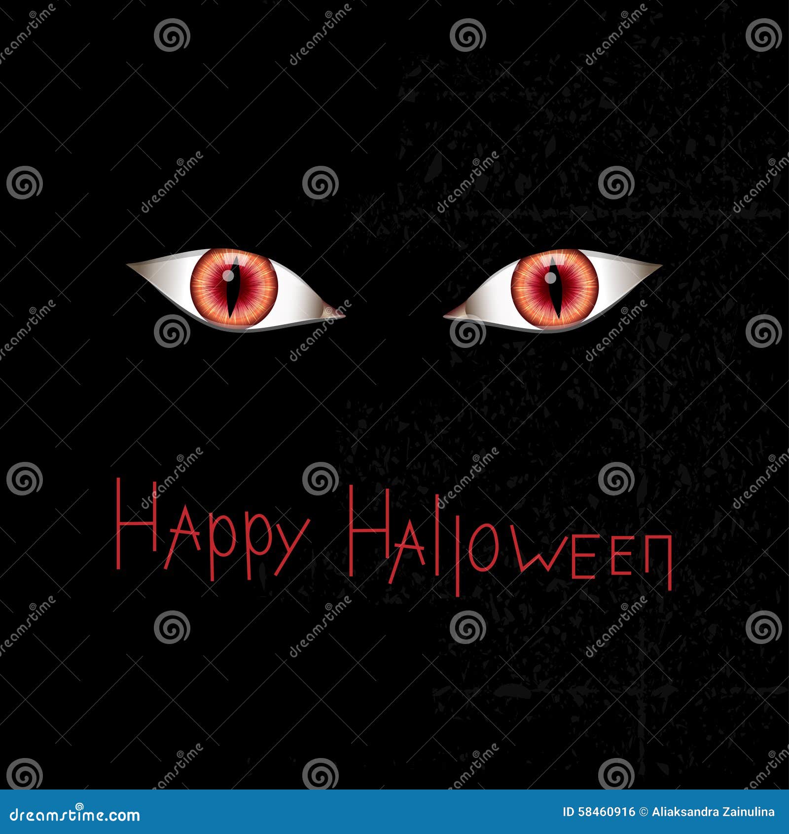 Happy Halloween Card with Red Eyes Stock Vector - Illustration of ...
