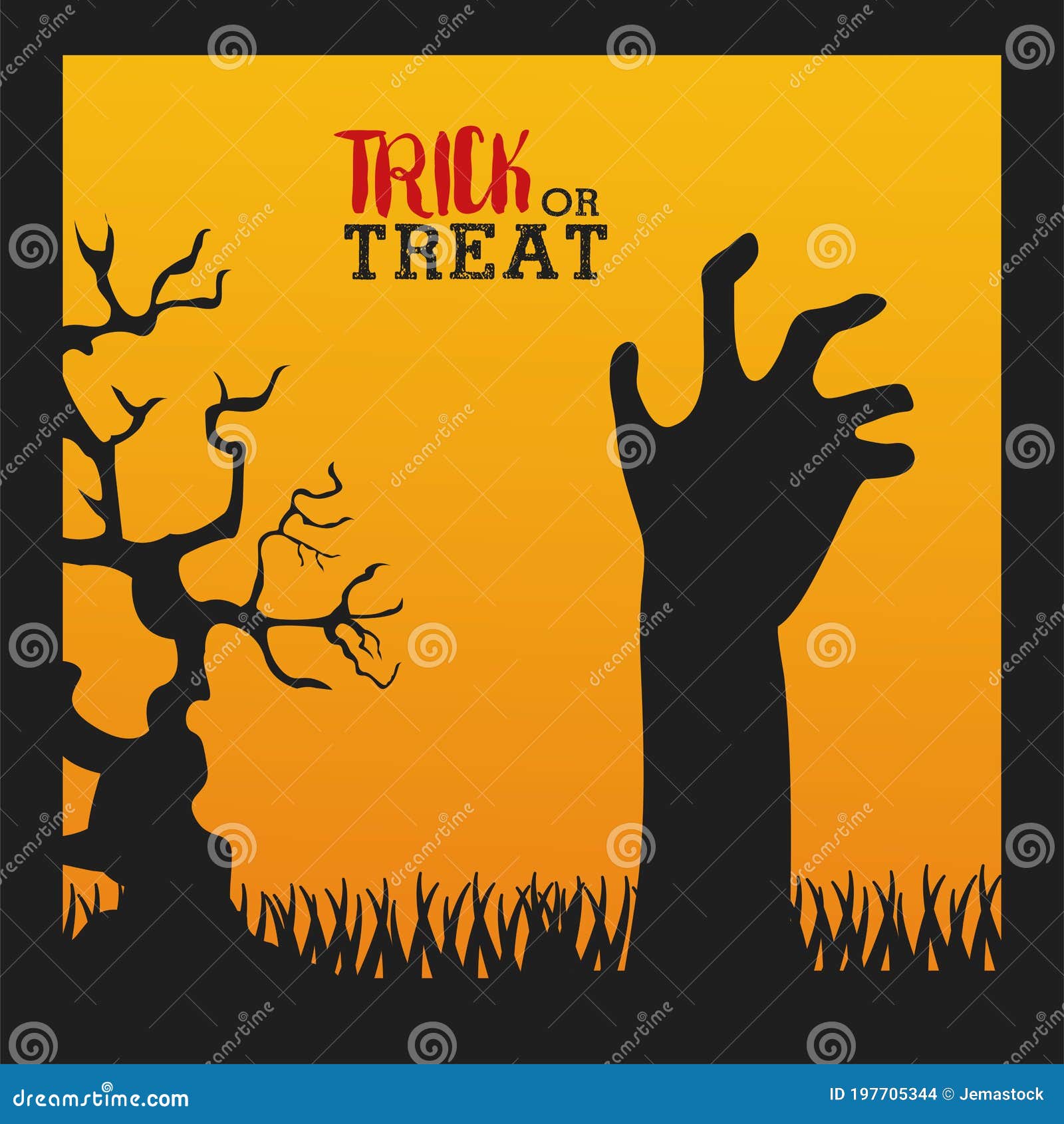Happy Halloween Celebration with Deaths Hands Scene Stock Vector ...