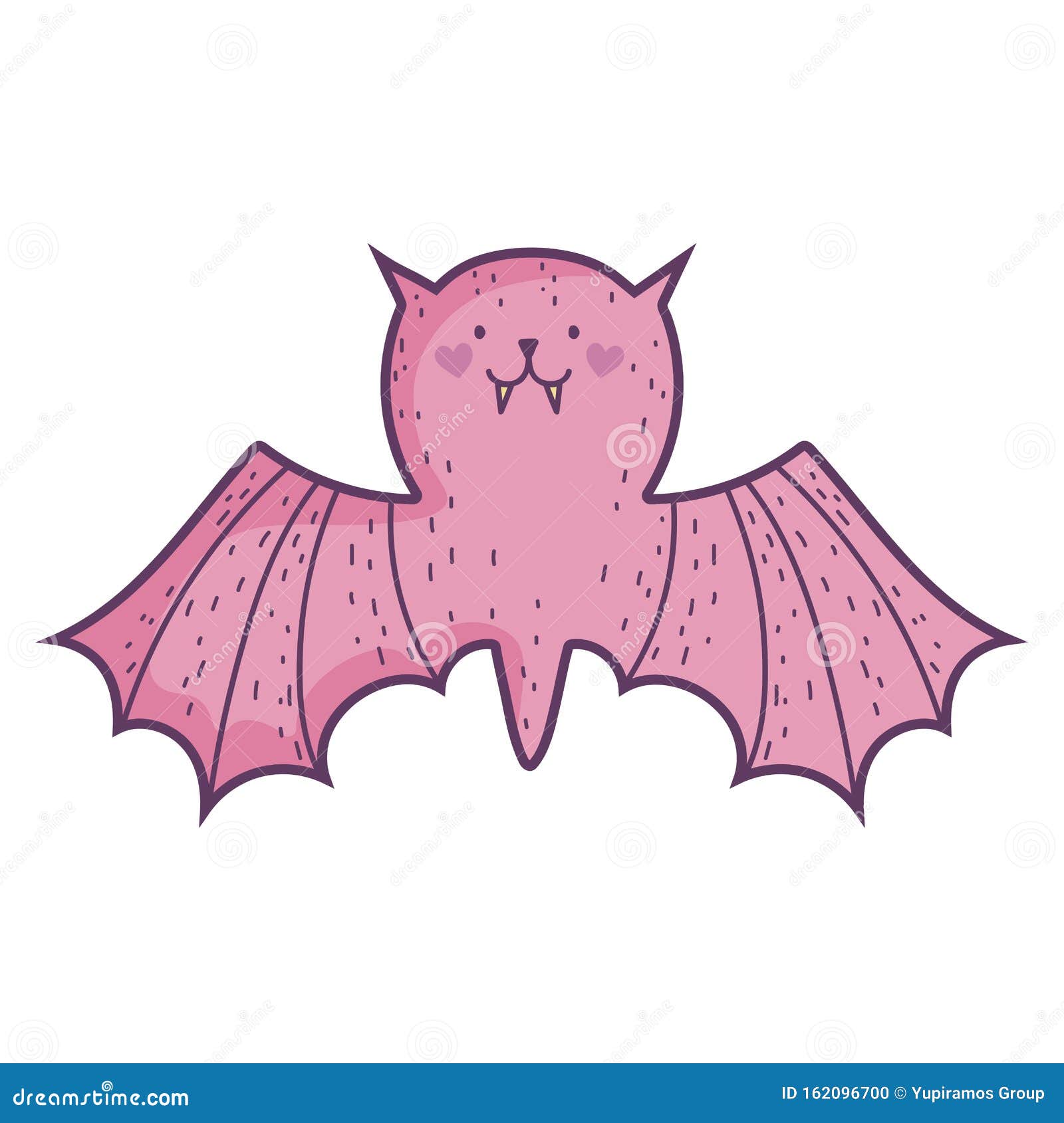 Happy Halloween Celebration Pink Bat with Open Wings Stock Vector ...