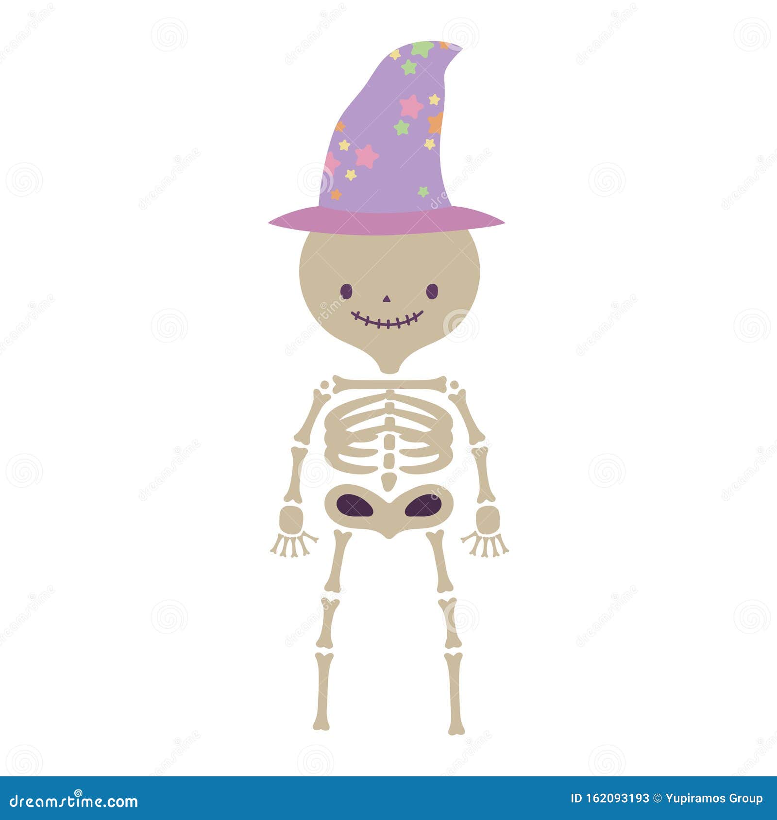 Happy Halloween Celebration Skeleton with Witch Hat Stock Vector ...