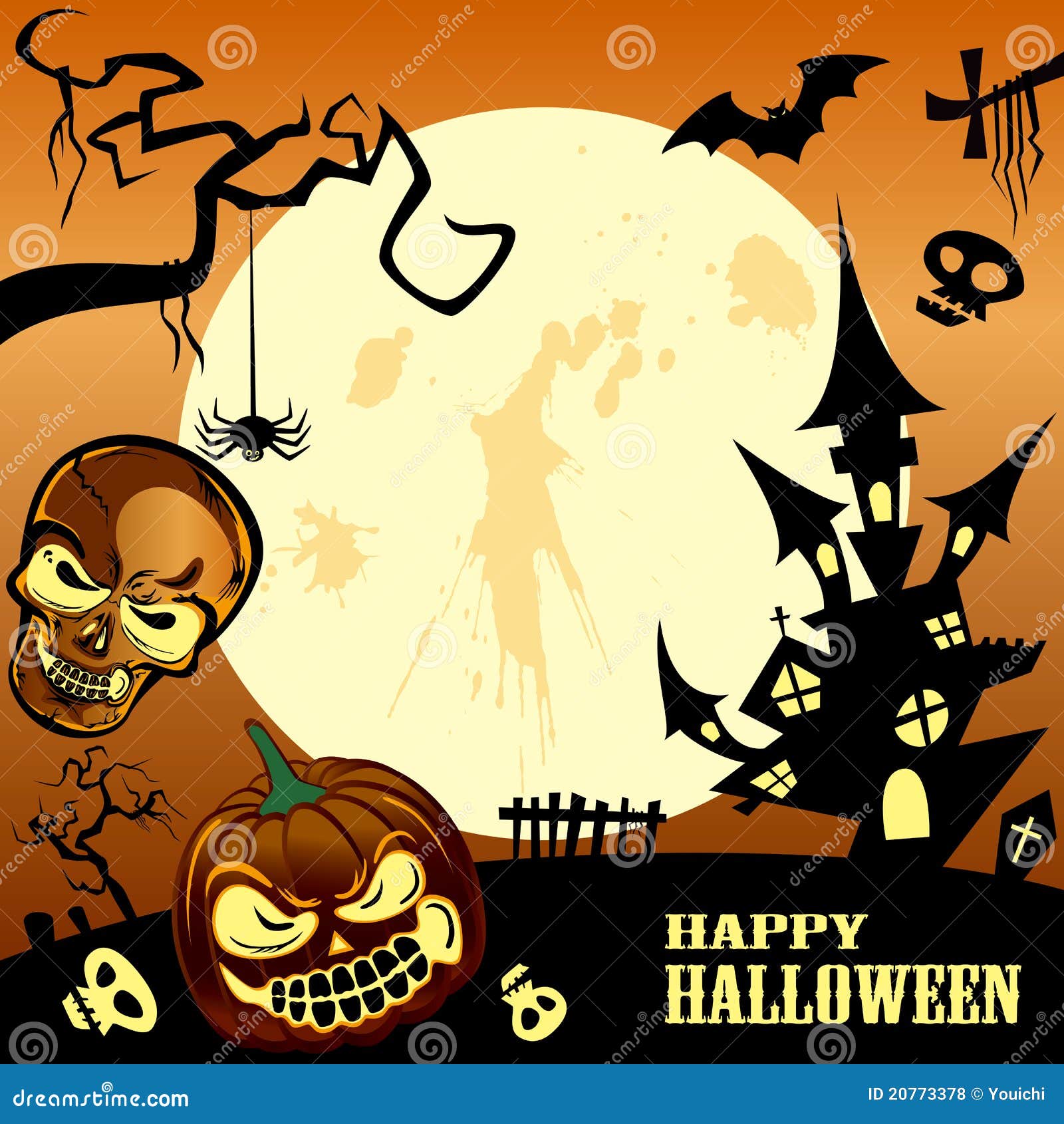 Happy halloween frame stock vector. Illustration of abstract - 20773378