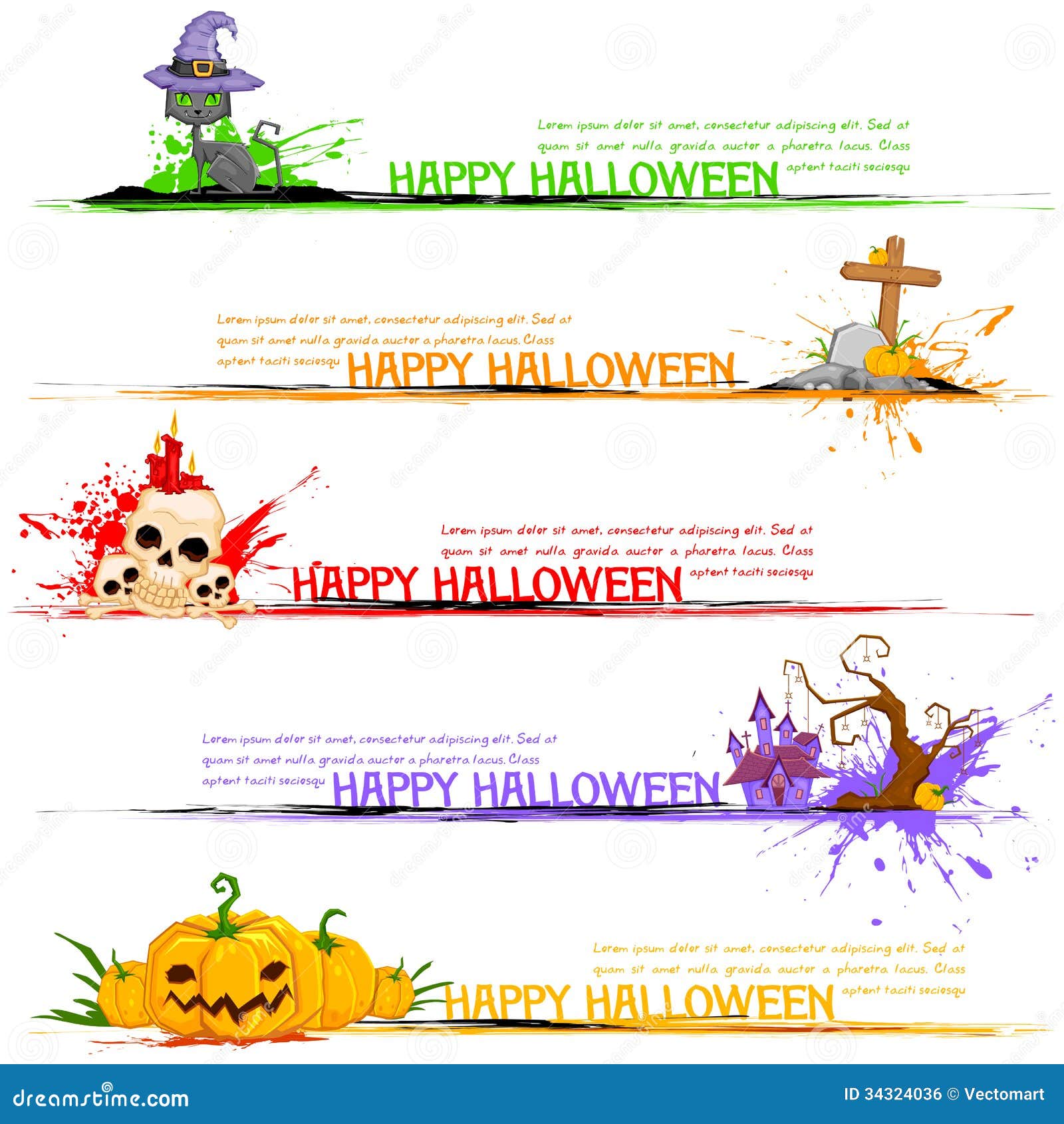 Happy Halloween Header stock vector. Illustration of festival - 34324036