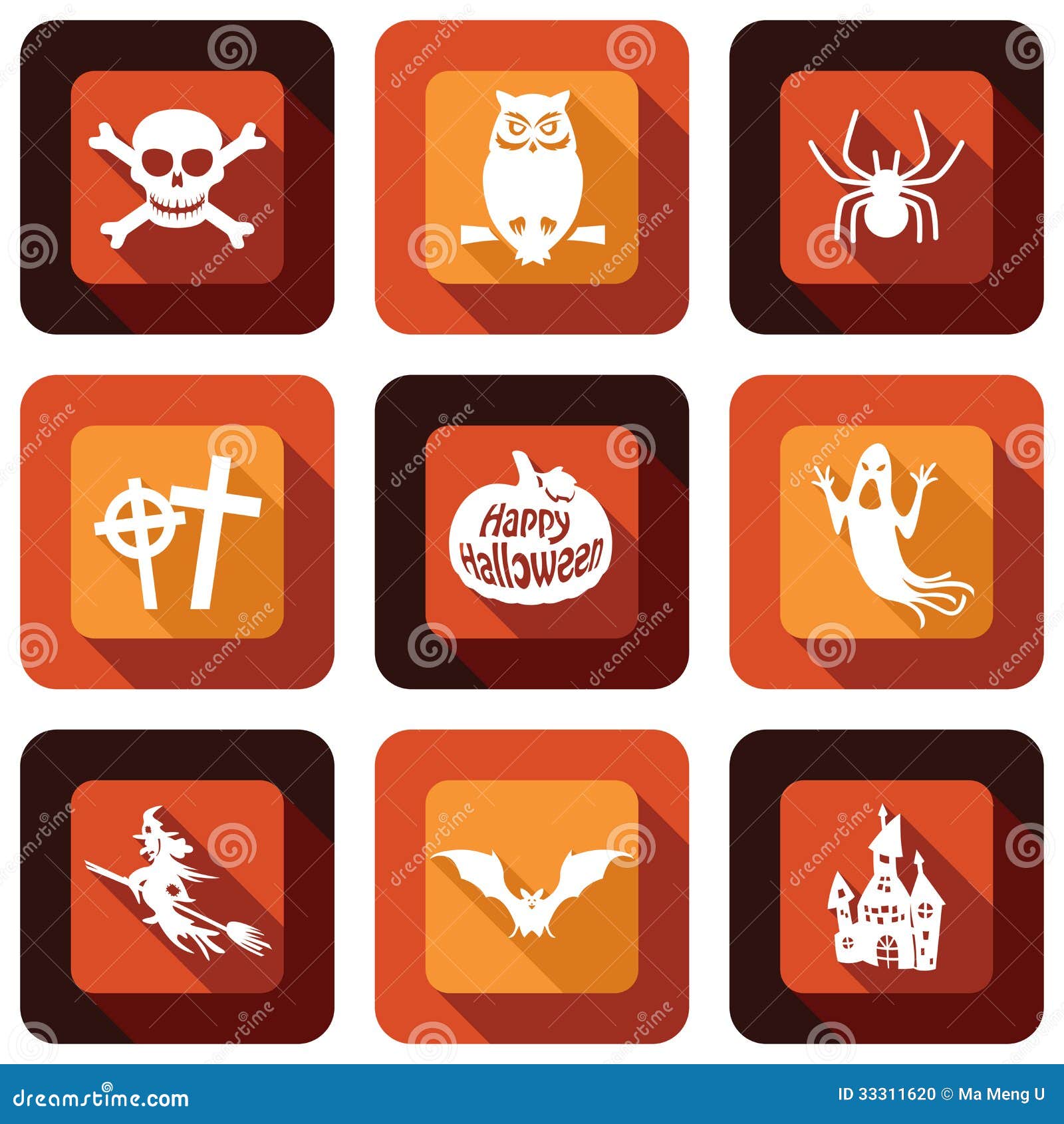 Happy Halloween Icon Design Set Stock Illustration - Illustration of ...