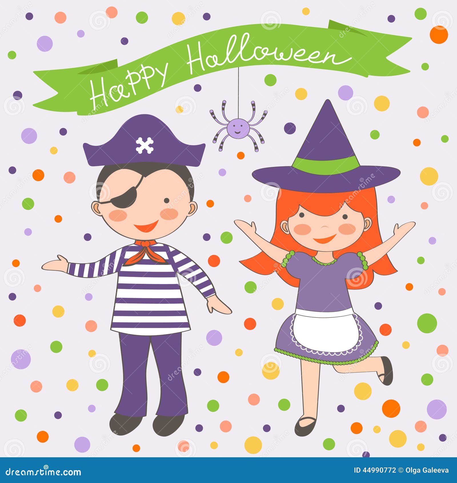Happy Halloween Kids Couple Stock Vector - Illustration of design ...